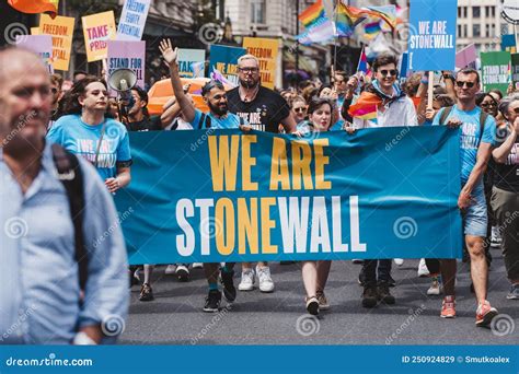 Stonewall Organization Employees Celebrating London Lgbtq Pride Parade