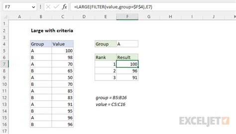 large with criteria excel formula exceljet