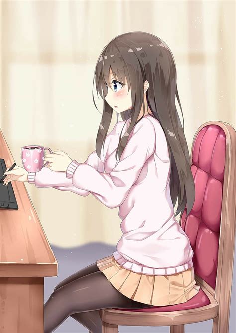 Hd Wallpaper Anime Anime Girls Skirt Stockings Sweater Long Hair