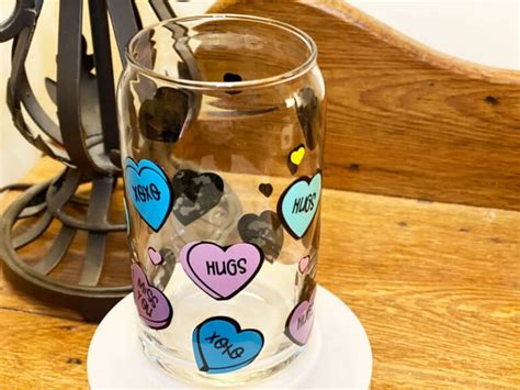 Valentine Conversation Hearts Beer Can Glass