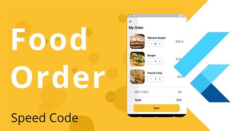 flutter food order checkout ui speed code youtube