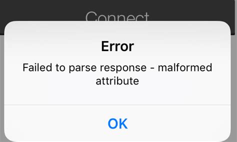 failed to parse response malformed attribute error after pushing