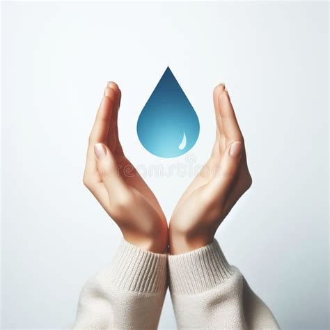 Hands Holding A Water Drop In A Sign Of Protection Of Water And Earth
