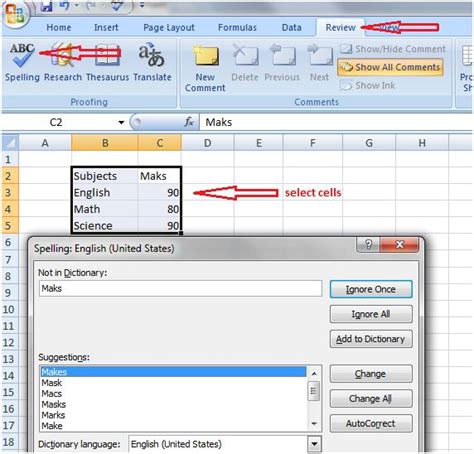 ms excel how to use spell check javatpoint excel