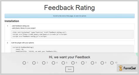 4 best jquery feedback plugins free and paid formget