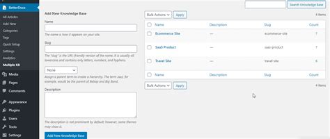 how to manage multiple knowledge base with betterdocs betterdocs