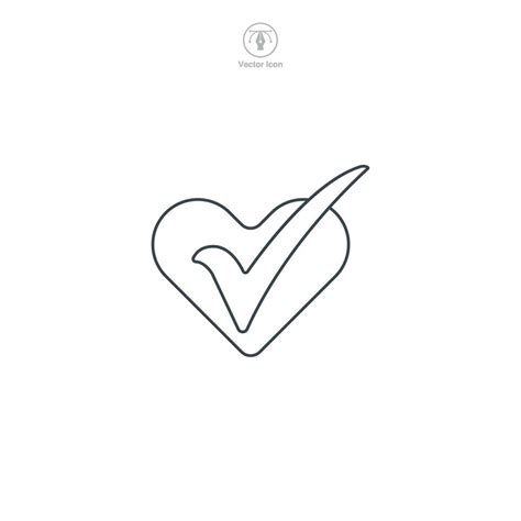 Check Mark With Heart Icon Symbol Vector Illustration Isolated On White