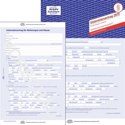 Untermietvertrag Vorlage Kostenlos Drucken