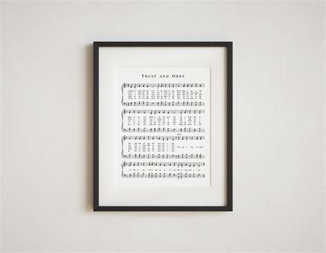 Trust And Obey Hymn Print Hymn Wall Art Hymn Sheet Music Etsy