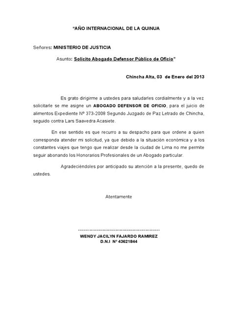 Solicitud Solicito Abogado Defensor Público De Oficio Pdf