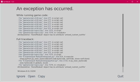 [ bug report ] exception occurs if you already have custom outfits