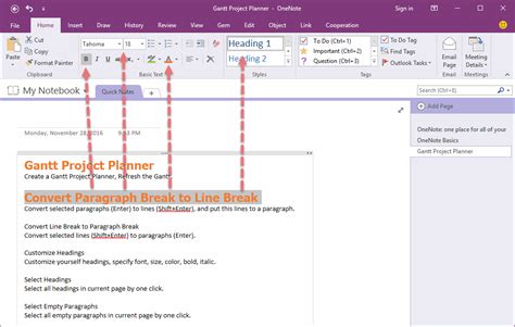 customize and apply headings style in onenote office onenote gem add ins
