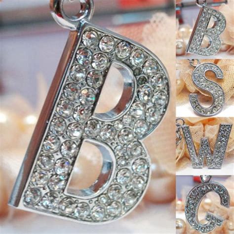 Lnrrabc Fashion New Crystal Rhinestones Alphabet Keyring Initial Letter