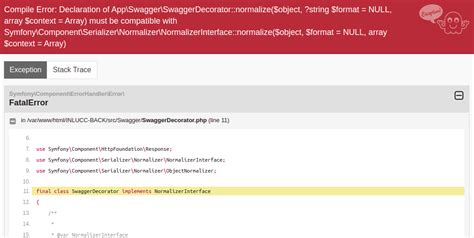 php symfony declaration of app swagger swaggerdecorator normalize