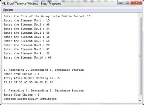 bubble sort java bluej