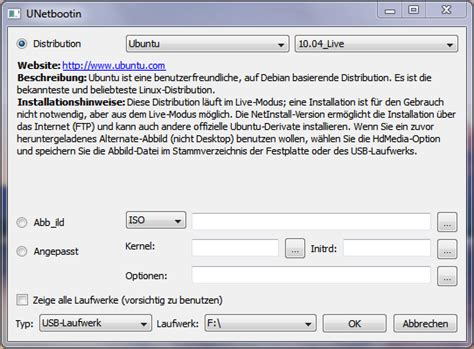 create bootable live usb drives of linux using unetbootin