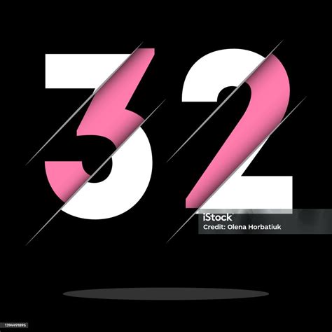 32 3 2 숫자 로고 디자인 크리에이티브 컷과 블랙 서클 배경 크리에이티브 로고 디자인 32에 대한 스톡 벡터 아트 및 기타