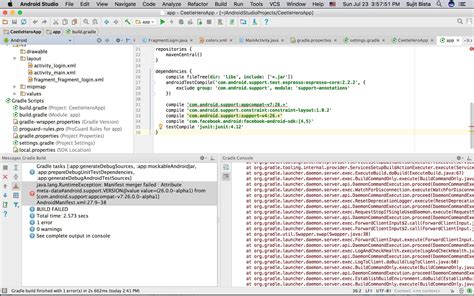 android facebook integration error with gradle stack