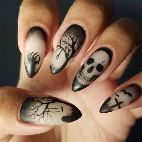 Cool 48 Awesome Gothic Nail Art Ideas Halloween Nail Art Designs