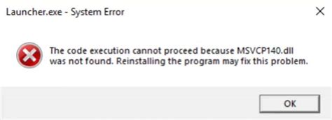 fix the code execution cannot proceed because msvcp140 dll was not found