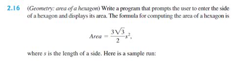 java program to calculate area of a hexagon computer science