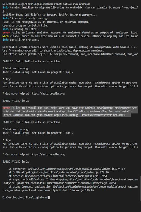 can t run android emulator on vs code using react native