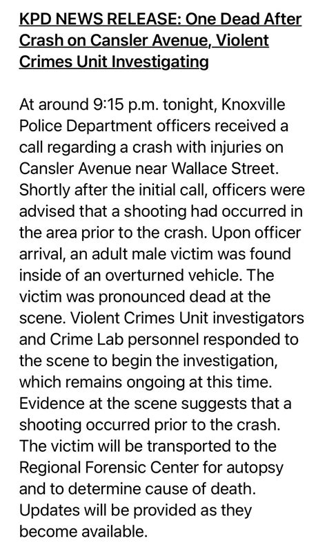 Knoxville Police Tn On Twitter The Preliminary Information Regarding