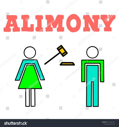 Alimony Neon Illustration Divorced Couple Man Stock Vector Royalty