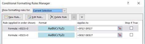 excel conditional formatting on block of cells using