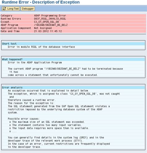 the answer to the question “so why do i get a shortdump when i have