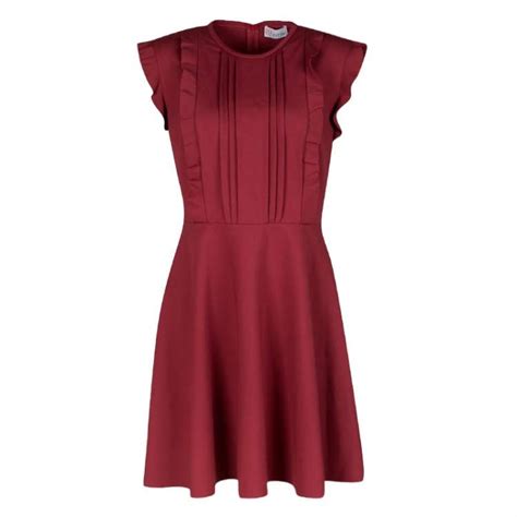 Red Valentino Red Jersey Ruffled Pintuck Detail Fit And Flare Mini