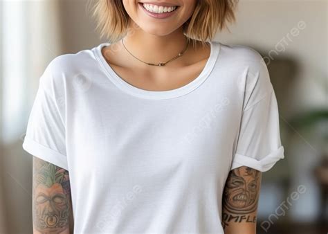 Woman Posing In A White T Shirt Mockup Background Mockup Mock T