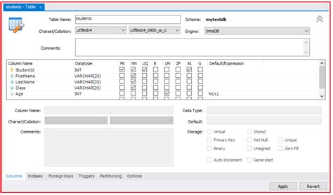 create alter drop table using mysql workbench dot net
