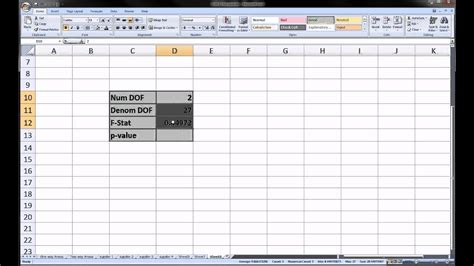 Excel F Statistic And P Value Youtube