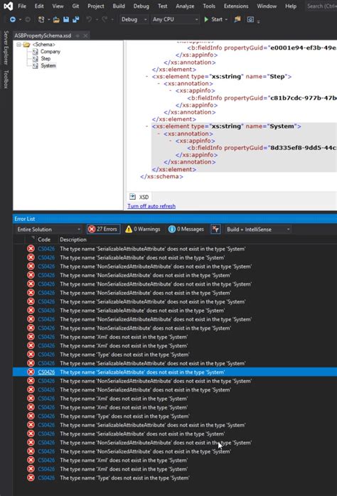 biztalk property schema error the type name ‘… does not exist in the