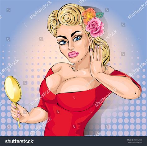 Pop Art Sexy Woman Portrait Pinup Stock Vector Royalty Free 403592998