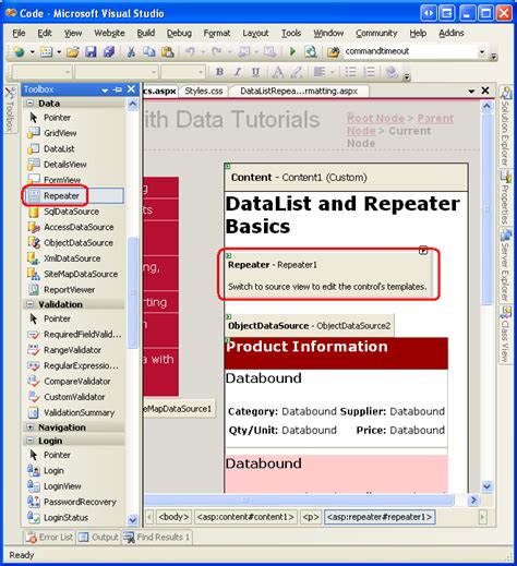 使用 datalist 和 repeater 控件 vb 显示数据 microsoft learn