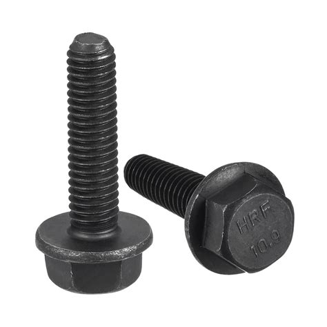 M6x25mm Hex Flange Bolts 20 Pack 10 9 Grade Carbon Steel Hexagon Head