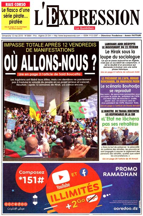 Revue De Presse Les Unes De Vos Journaux Du Dimanche 12 Mai — Tsa
