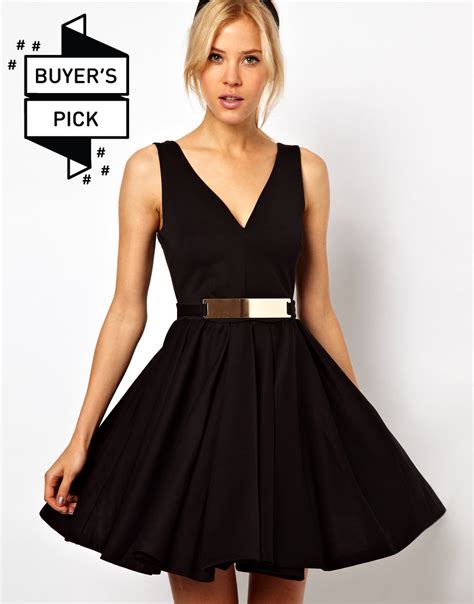 Pretties Closet Asos Structured Skater Dress With Gold Belt