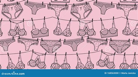 Vector Lingerie Set Underwear Design Outline Hand Drawn Illustration
