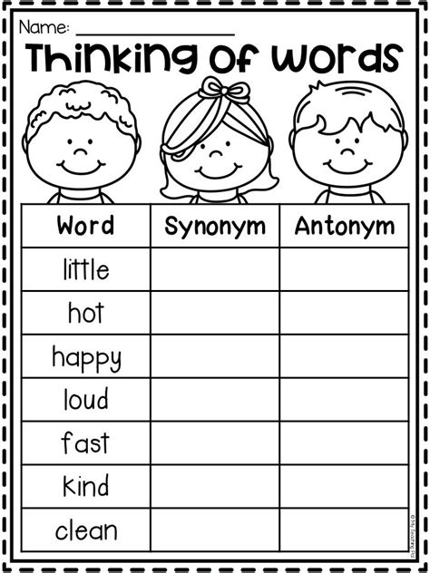 Synonyms And Antonyms Worksheets 3rd Grade