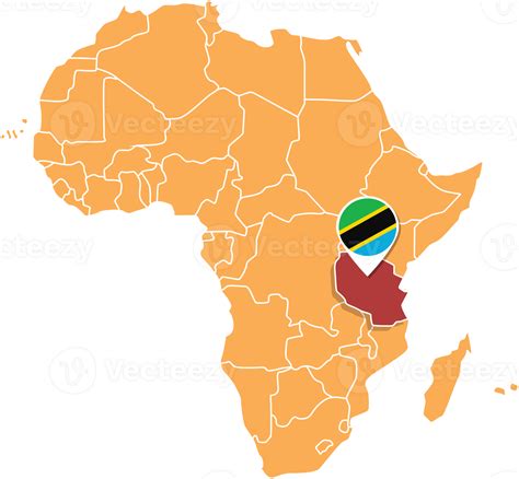 Tanzania Map In Africa Icons Showing Tanzania Location And Flags