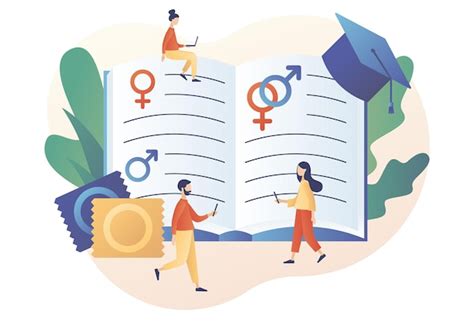 Pessoas Minúsculas Com Grande Livro Na Lição De Saúde Sexual Conceito