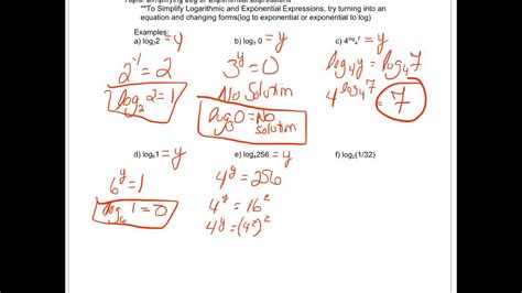 Simplify Logs And Exponential Expression Youtube