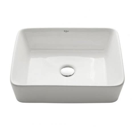 Kraus Rectangular Ceramic Vessel Sink In White