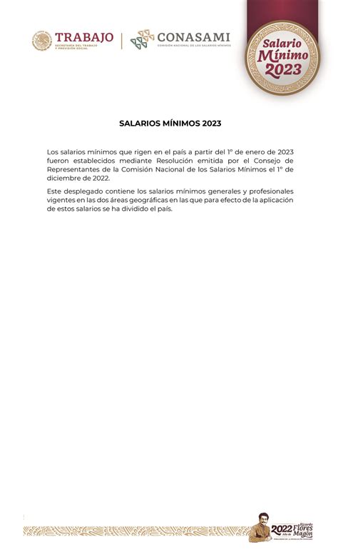 Tabla De Salarios M Nimos 2023 Salarios MÍnimos 2023 Los Salarios