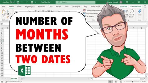 calculate the number of months between 2 dates in excel youtube