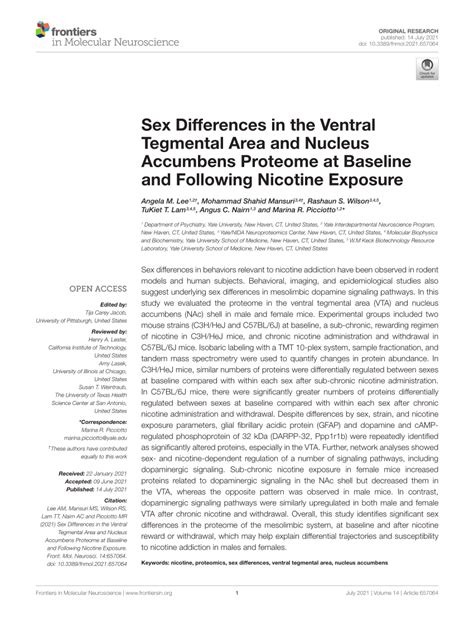 Pdf Sex Differences In The Ventral Tegmental Area And Nucleus