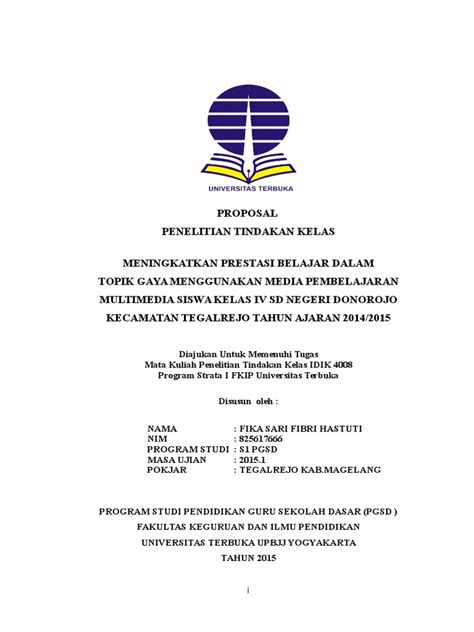 Contoh Proposal Ptk Kelas 4 Ips Berbagi Contoh Proposal Riset